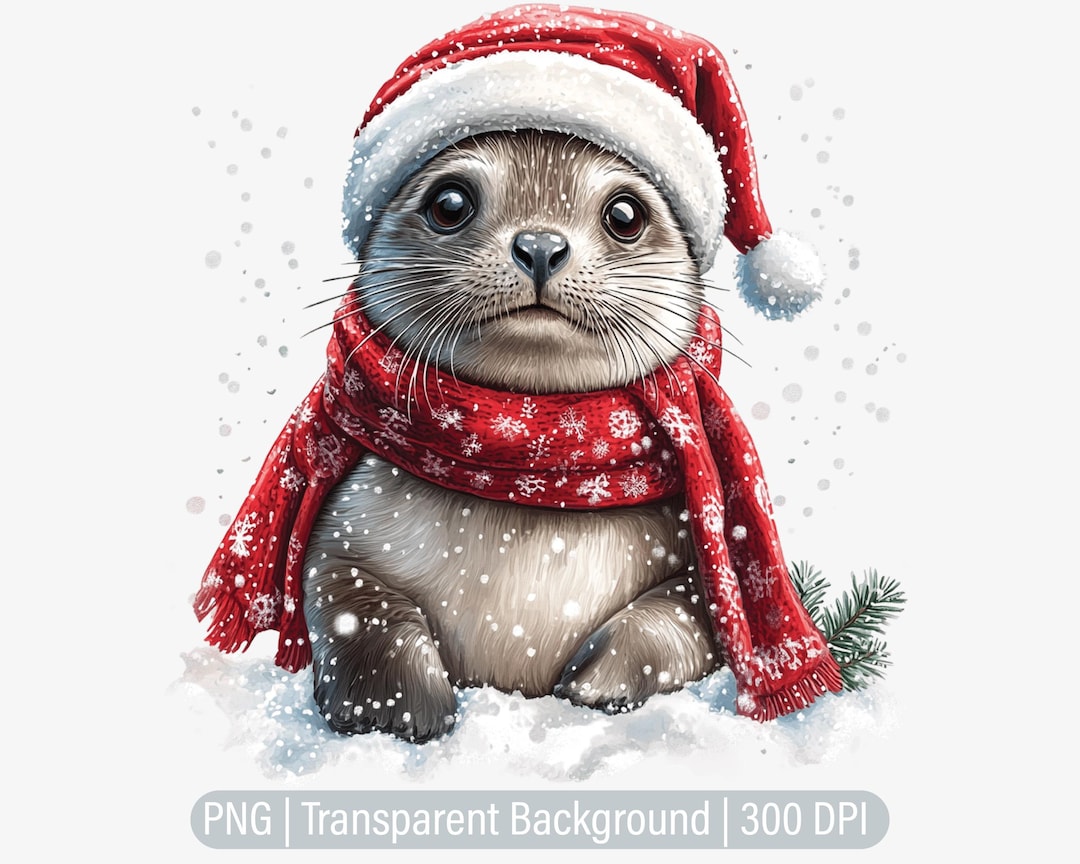 Christmas Seal Clipart, Winter Christmas Animals PNG, Junk Journals ...