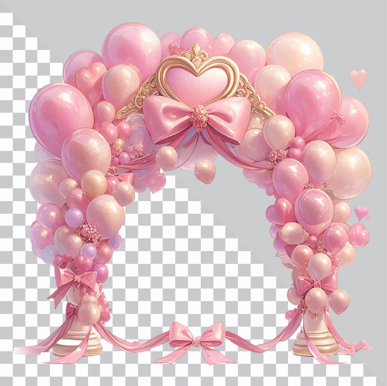 Pink Birthday Clipart, Balloon Numbers, Printable Sublimation Graphic ...