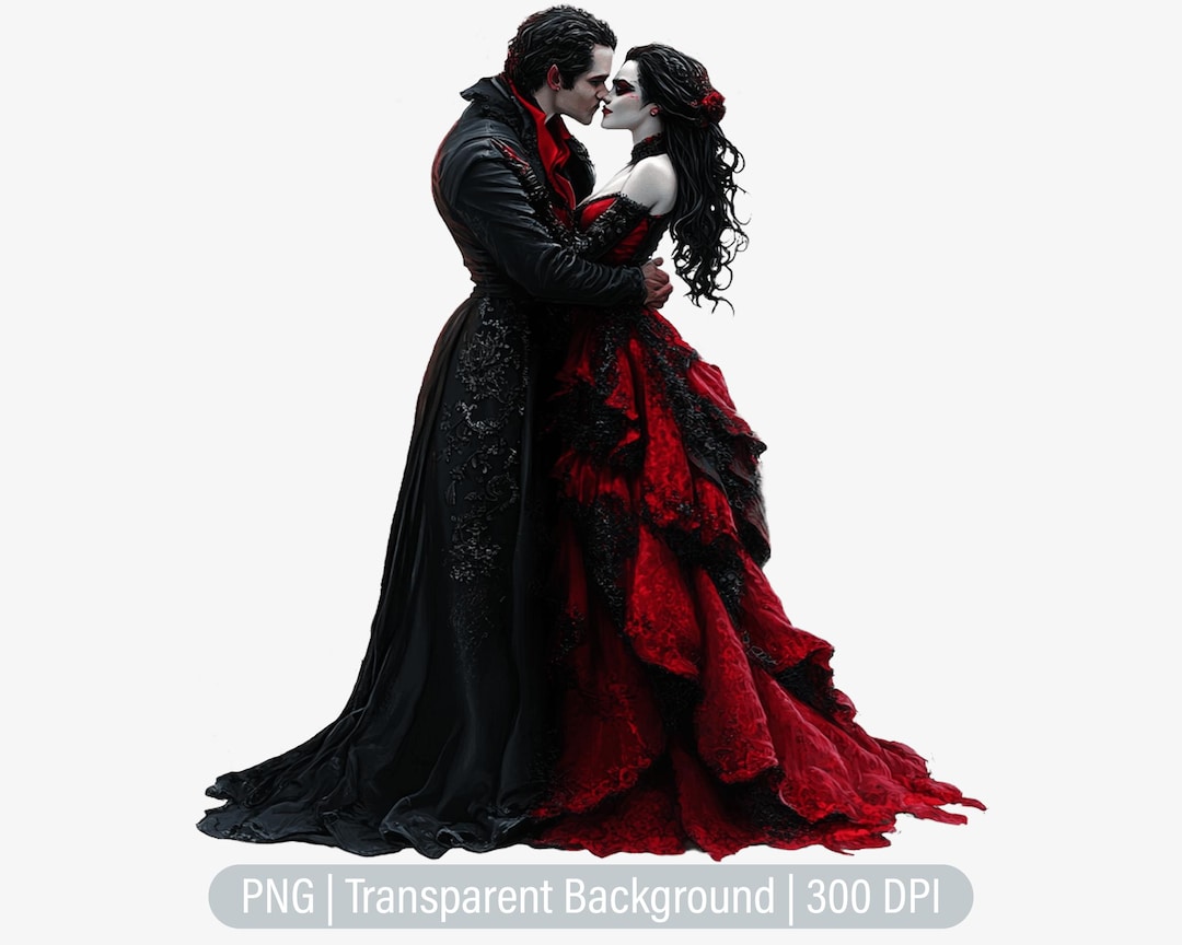 Vampire Romance Clipart, Vampire Couple PNG, Gothic, Junk Journals ...