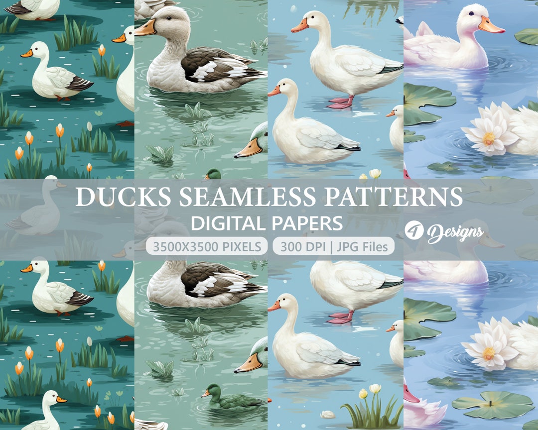 Ducks Digital Paper, Ducklings Seamless Pattern, Baby Ducks Scrapbook ...