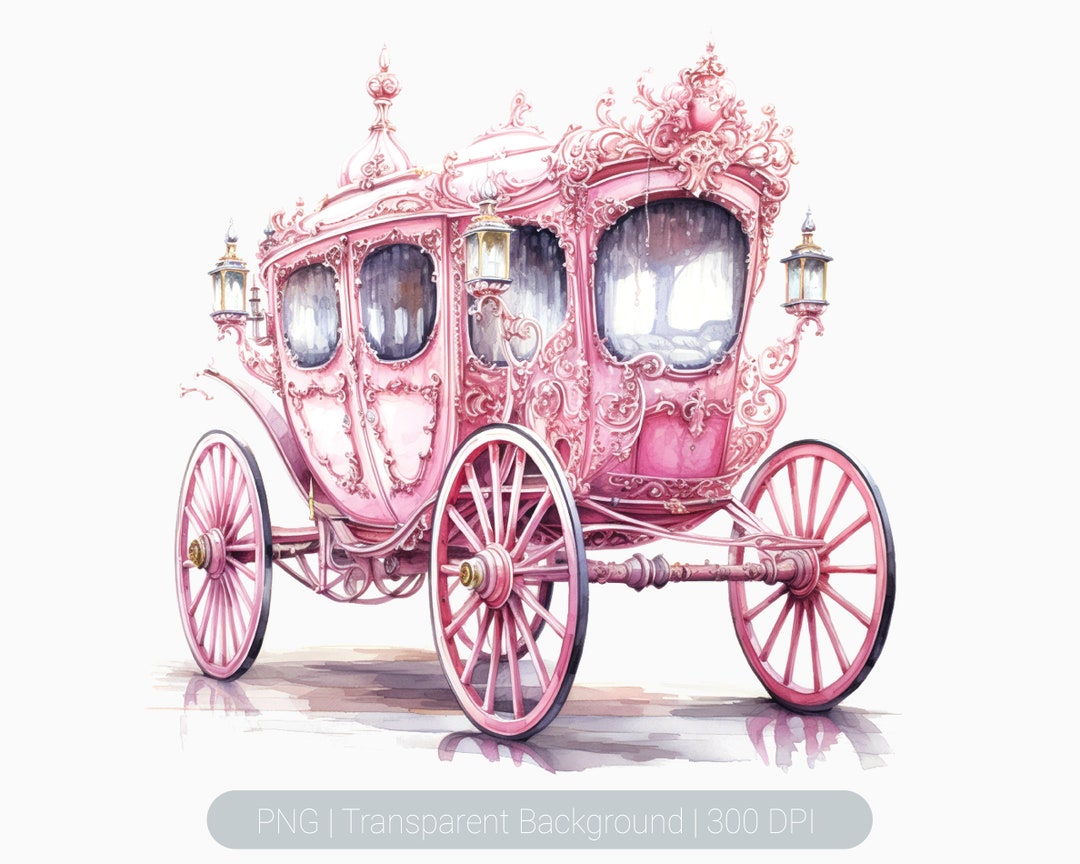 Pink Fairy Carriage Clipart, Pastel Watercolor Fantasy Carriages ...