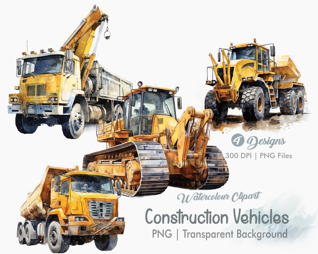 Construction Vehicle Clipart, Crane Truck PNG, Dump Truck, Junk Journal ...