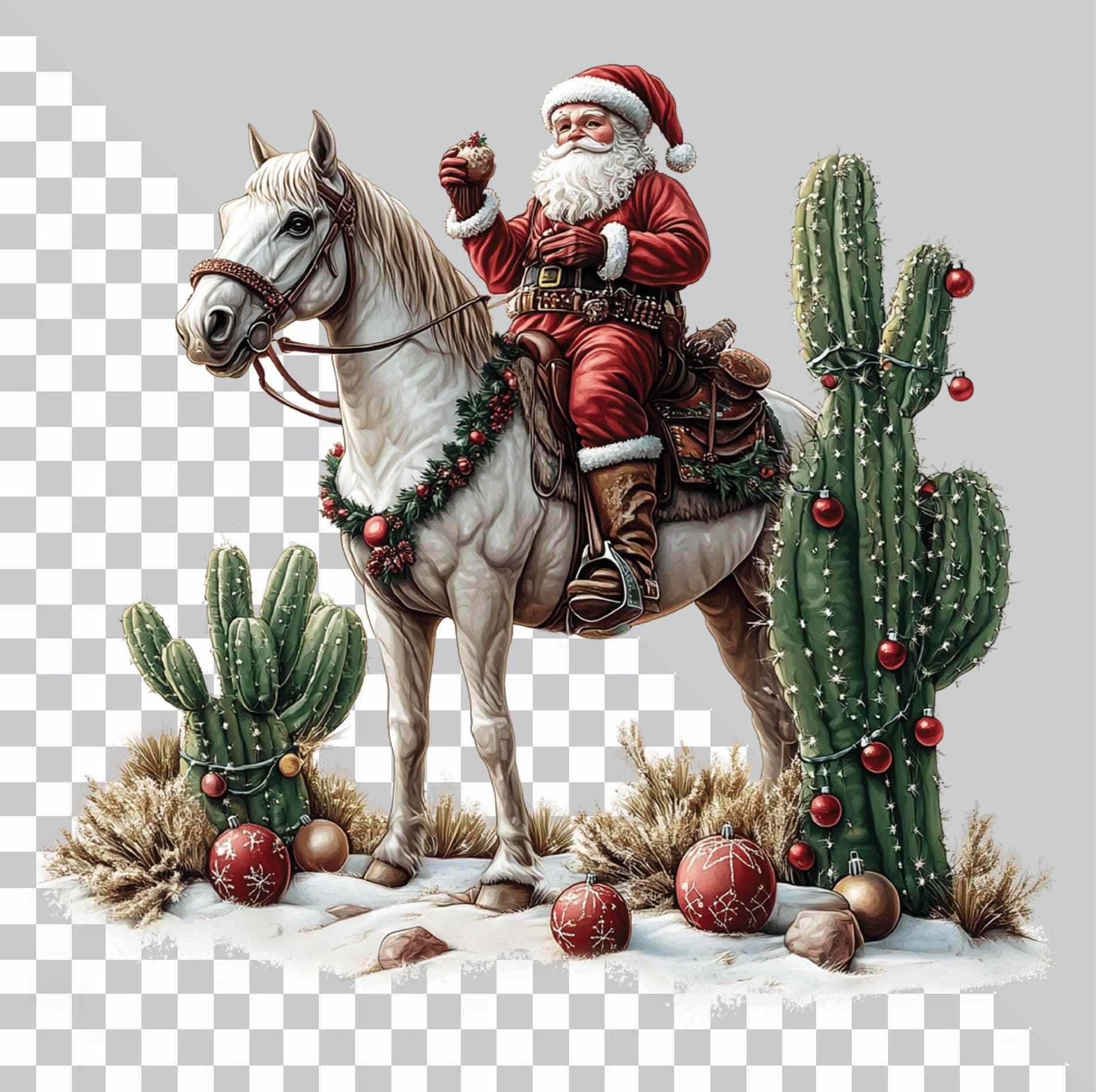 Cowboy Santa Clipart, Christmas PNG, Western Christmas Clipart, Junk ...