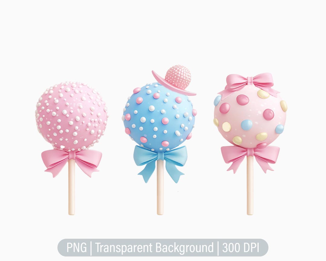 Pink & Blue Cake Pops Clipart, Gender Reveal PNG, Baby Shower, Junk ...