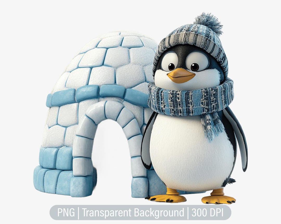 Penguin Clipart, Artic Animal PNG, Ice Igloo, Winter Penguin, Junk ...
