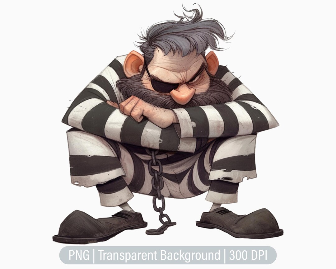 Buy Prisoner Clipart, Jail PNG, Inmate, Black & White Stripes Uniform ...