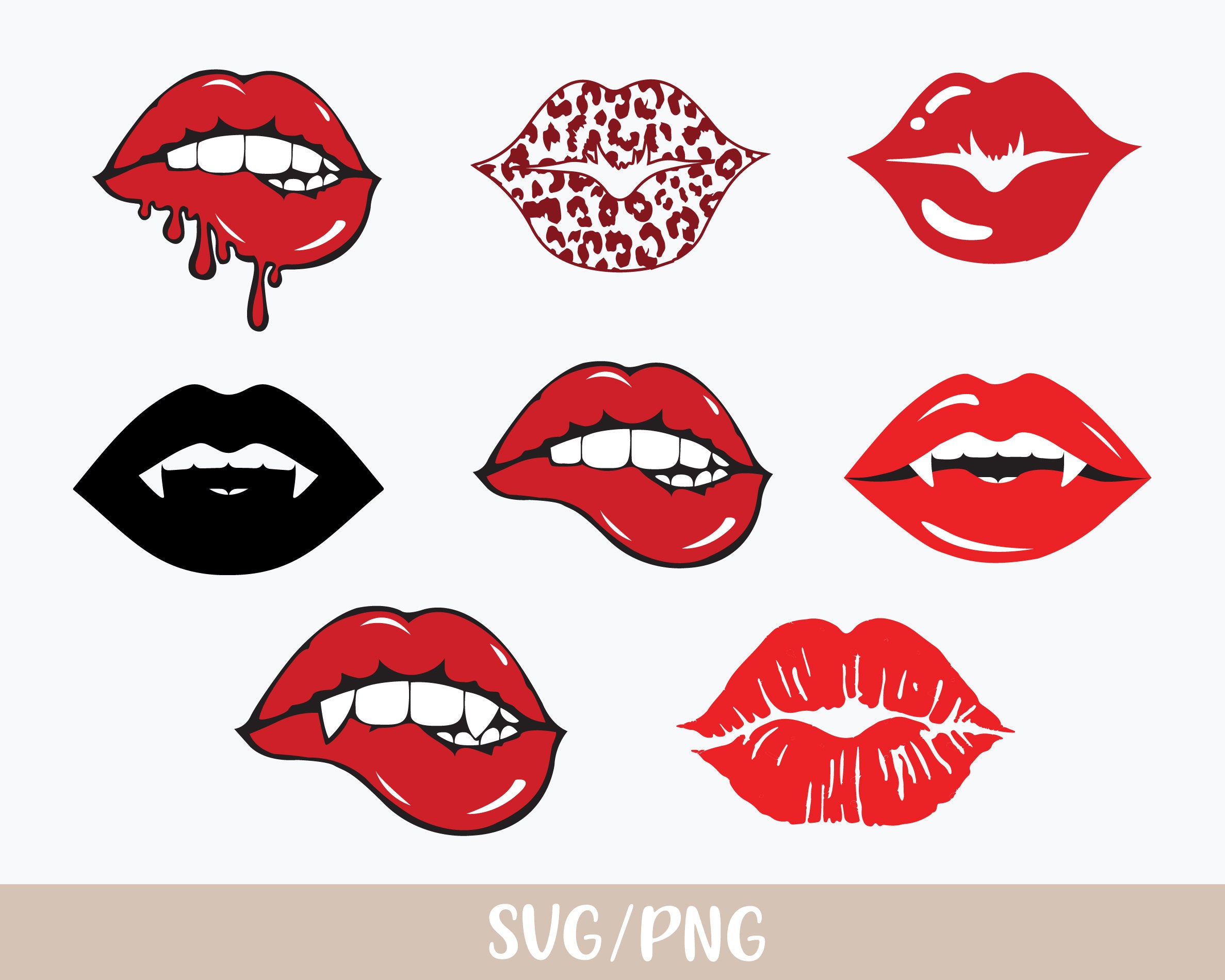 Lips SVG Bundle Valentines Day Lips SVG Kissy Lips SVG | Etsy