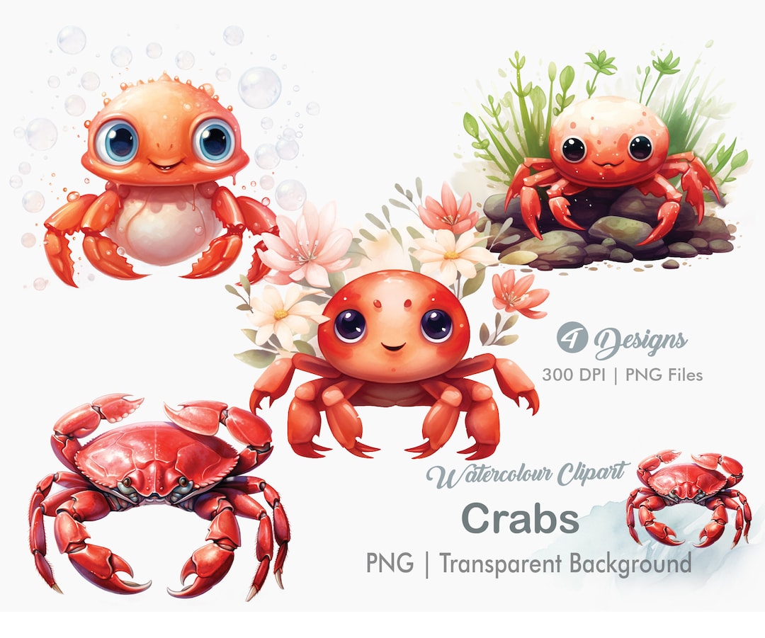 Crabs Clipart, Cute Baby Crabs PNG Clipart, Nursey Graphics, Junk ...