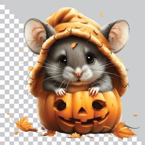 Halloween Mice Clipart, Mouse Png, Mouse in Pumpkin Png, Printable ...