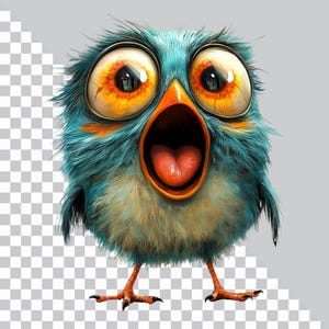 Screaming Bird Clipart, Cute Whimsical Bird PNG, Funny Bird, Junk ...