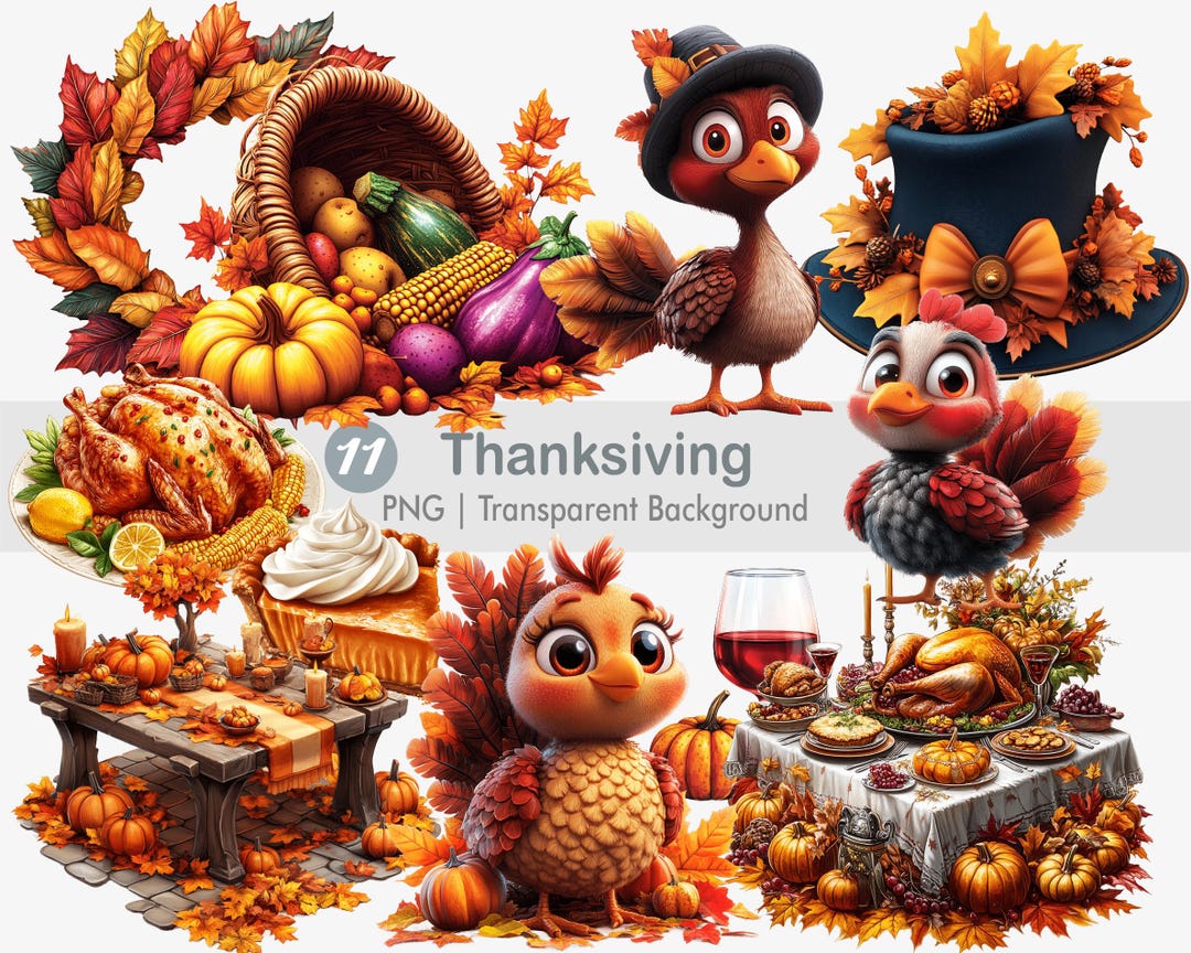 Thanksgiving Clipart, Turkey PNG, Thanksgiving Cornucopia, Autumn Fall ...