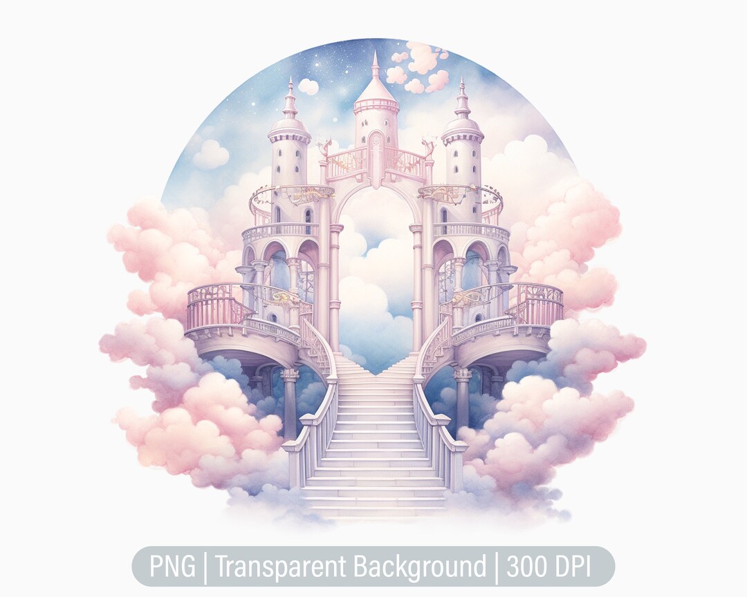 Heavenly Clipart, Fantasy Heaven Castle, Pastel Clouds, Sky, Junk ...
