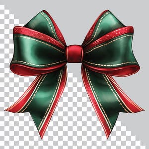 Christmas Bow Ribbon Clipart, Christmas Satin Bow PNG, Junk Journals ...