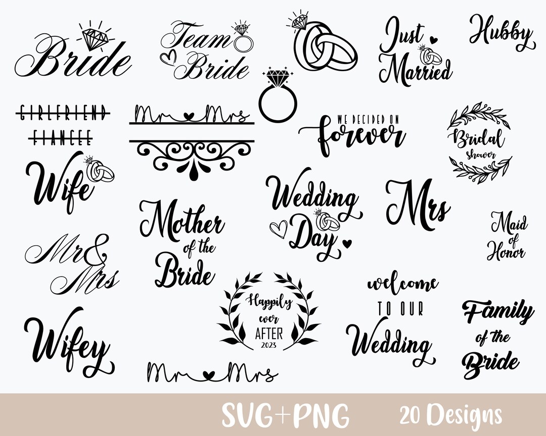 Wedding SVG Bundle, Bride Svg, Team Bride Svg, Wedding Bundle, Wedding ...