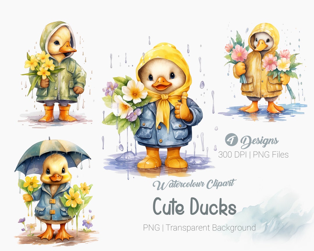 Aquarell Entchen Clipart, Baby Ente png, Enten Illustration, Ente mit ...