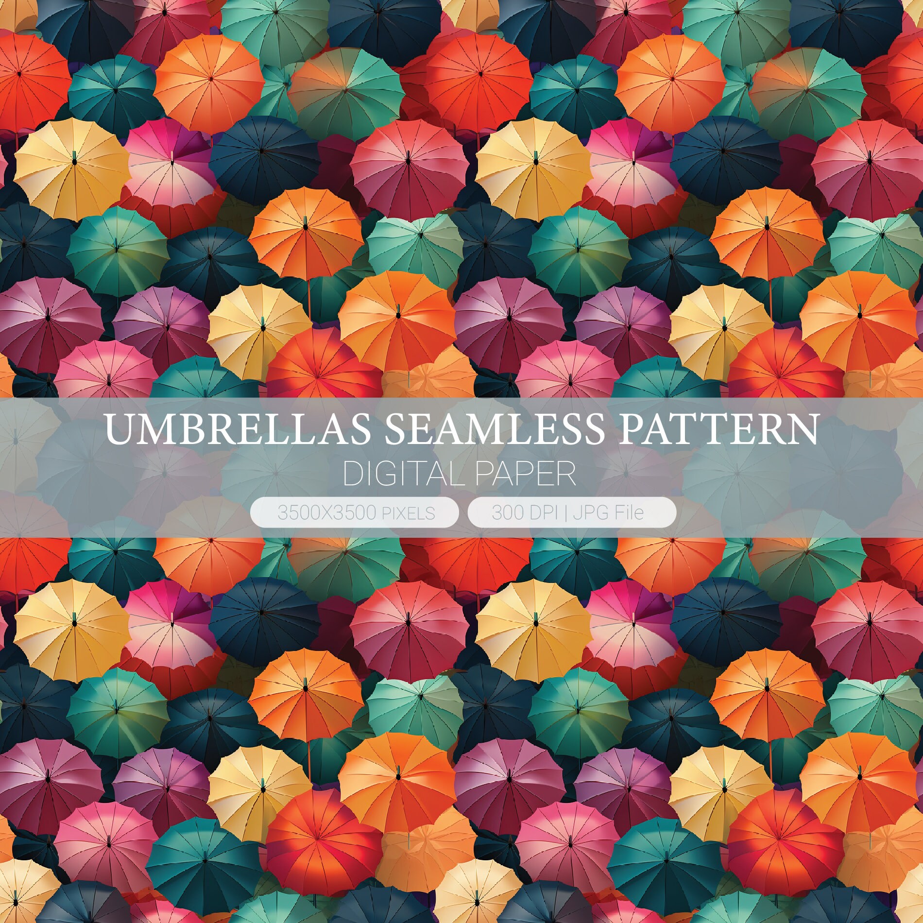 Umbrella Digital Paper Umbrellas Seamless Pattern Colorful - Etsy
