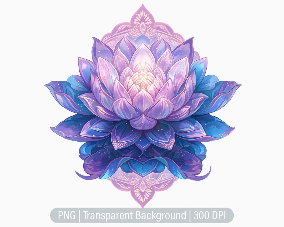 Spirituality Lotus Flower Clipart, Mystical Art, Purple Blue Meditation ...