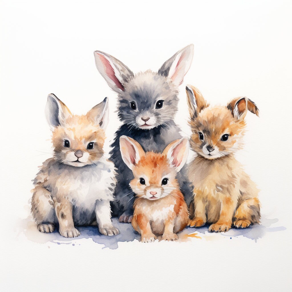 Baby Animals Watercolour Clipart Cute Baby Animals Png - Etsy