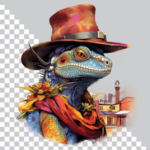 Cowboy Lizard Clipart, Cool Lizard, Reptiles PNG Clipart, Junk Journals ...
