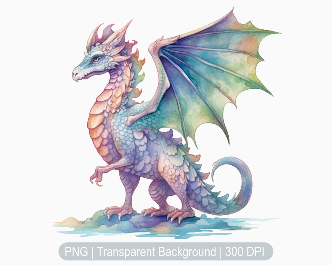 Pastel Dragon Clipart - Etsy