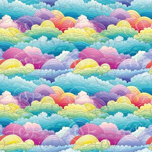 Rainbow Digital Paper, Rainbow Clouds Pattern, Colorful Backgrounds ...