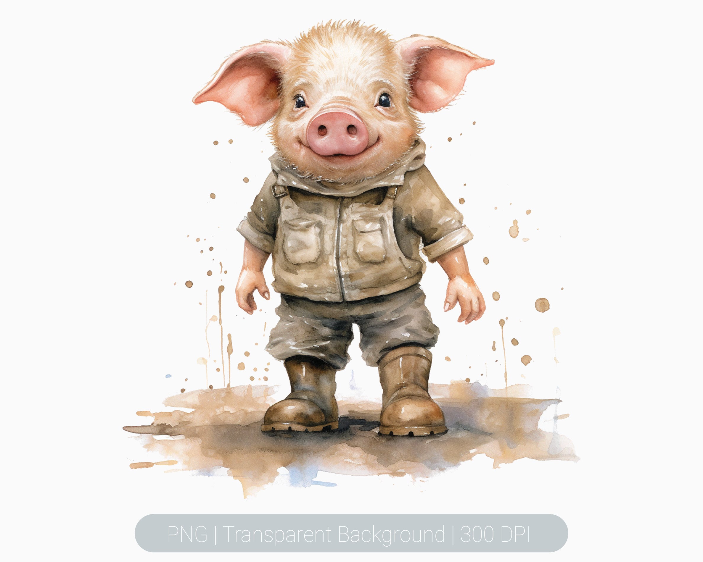 Farm Pig Clipart Watercolor Pig Clipart Piglets Clip Art - Etsy