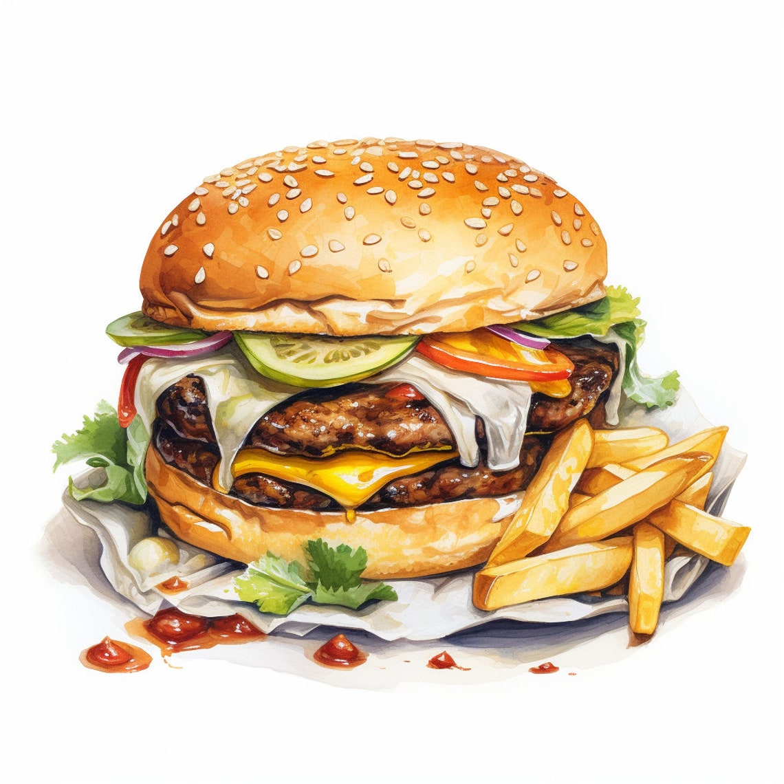Hamburger Clipart Cheese Burger Clipart Hamburger Png - Etsy