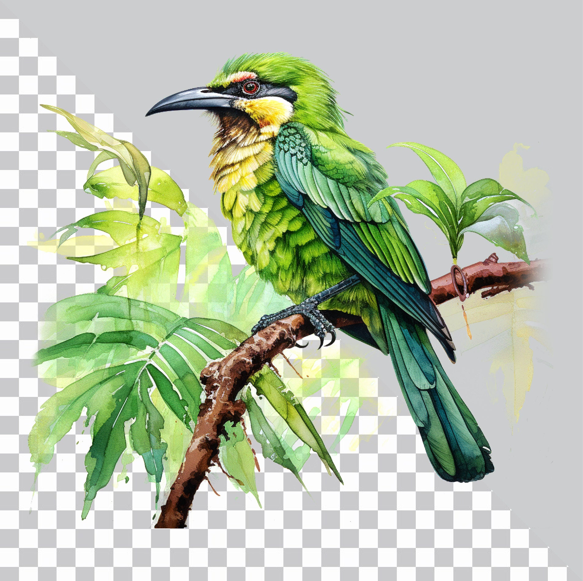 Tropical Bird Clipart Watercolor Bird Png Rainforest Birds - Etsy