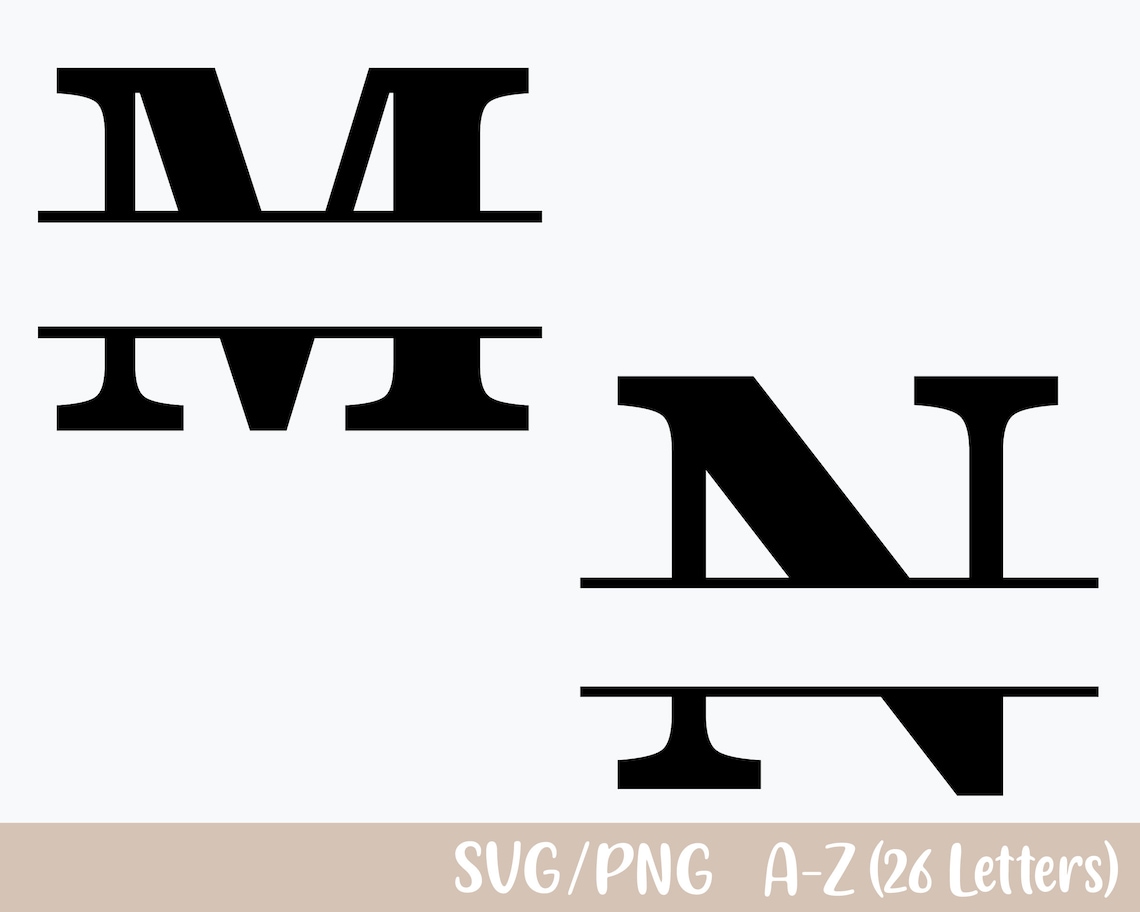 Split Monogram SVG A-Z Monogram Svg Alphabet Svg Png | Etsy