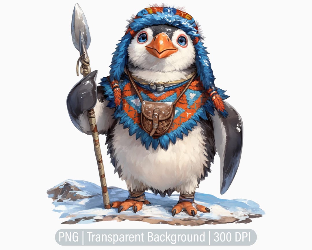 Eskimo Penguin Clipart, Artic Animal PNG, Tribal Penguin Clipart, Junk ...