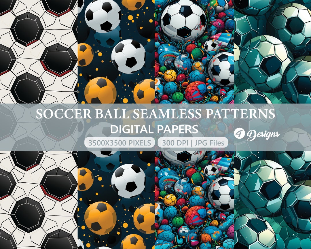 Soccer Balls Digital Paper, Soccer Pattern, Sports Ball Backgrounds ...