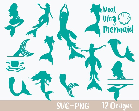 Mermaid SVG Bundle Mermaid Name Frame Split Monogram | Etsy