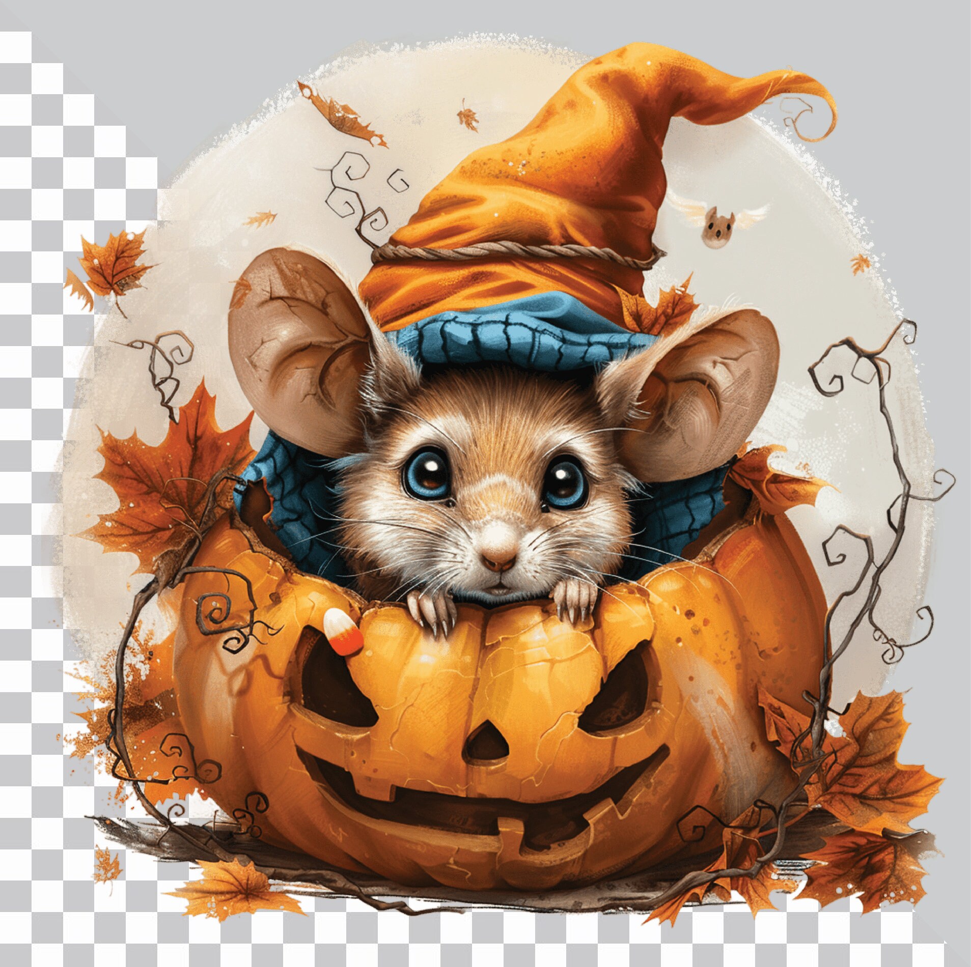 Halloween Mice Clipart, Mouse Png, Mouse in Pumpkin Png, Printable ...