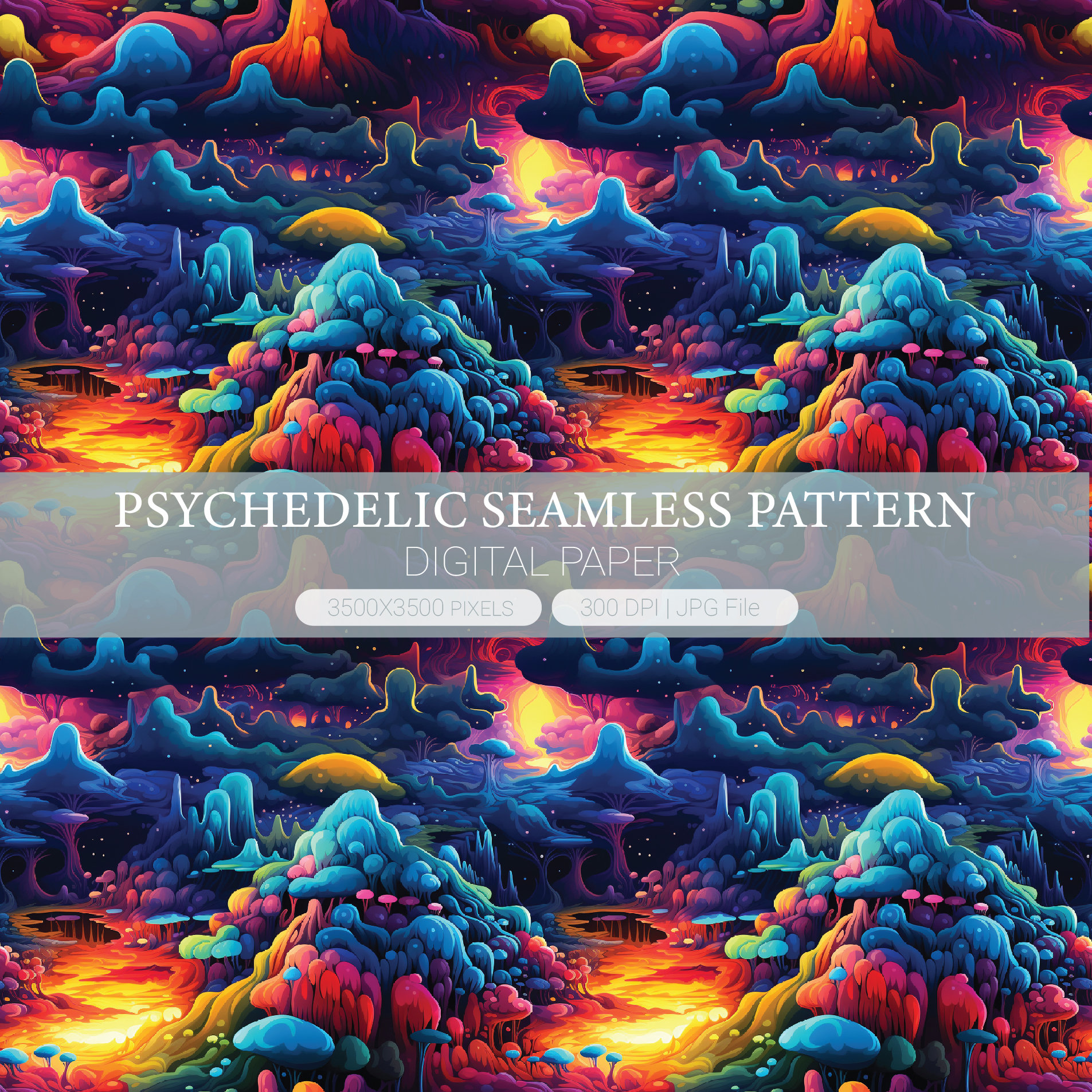 Psychedelic Digital Paper Psychedelic World Seamless Pattern - Etsy