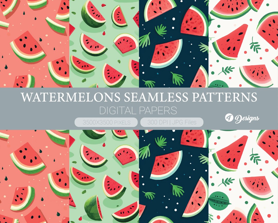 Watermelon Digital Paper, Watermelons Seamless Pattern, Summer Fruits ...