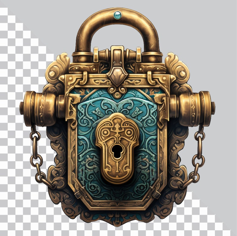 Locks and Keys Clipart, Antique Lock, Vintage Key Clipart, Junk ...