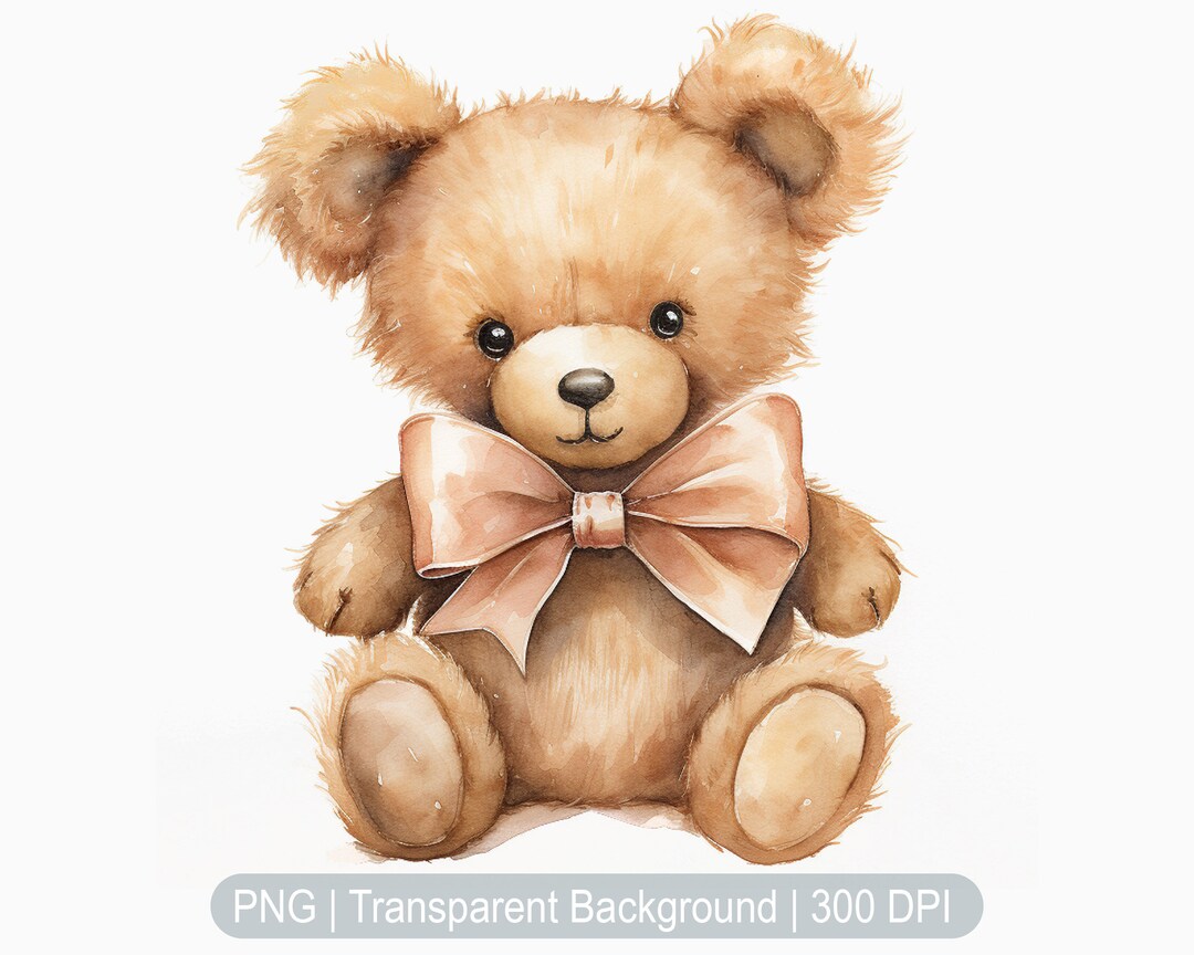 Teddy Bear Clipart, Watercolor Cute Teddy Bear, Baby Decor, Nursery ...