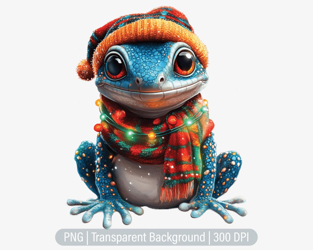 Christmas Gecko Clipart, Christmas PNG, Winter Gecko, Junk Journal ...