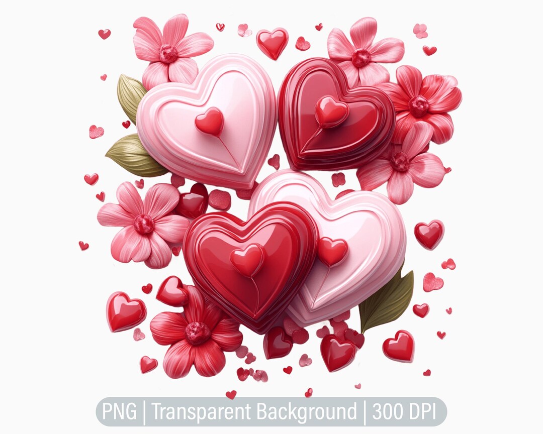 Heart Candy Clipart, Cute Valentine's Day Candy, Floral Hearts Love PNG ...