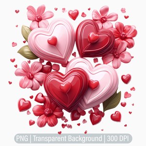 Heart Candy Clipart, Cute Valentine's Day Candy, Floral Hearts Love PNG ...