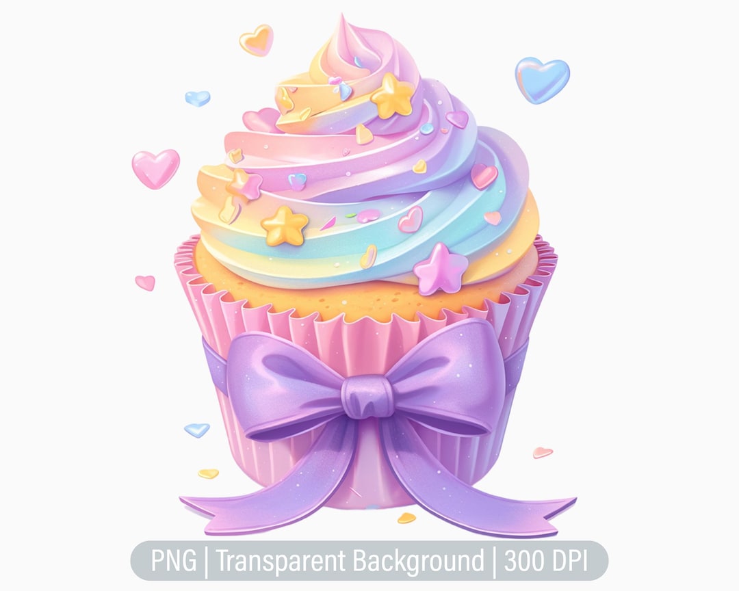 Pastel Cupcake Clipart, Colorful Candy, Desert, Bow Cupcake Junk ...