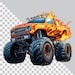 Monster Truck Fire Flames Clipart, Orange Truck, Extreme off Road, Junk ...