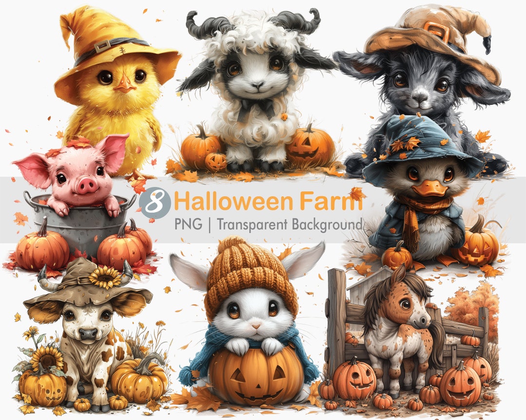 Halloween Farm Animals Clipart, Cute Animals Png, Farm Animals Png ...