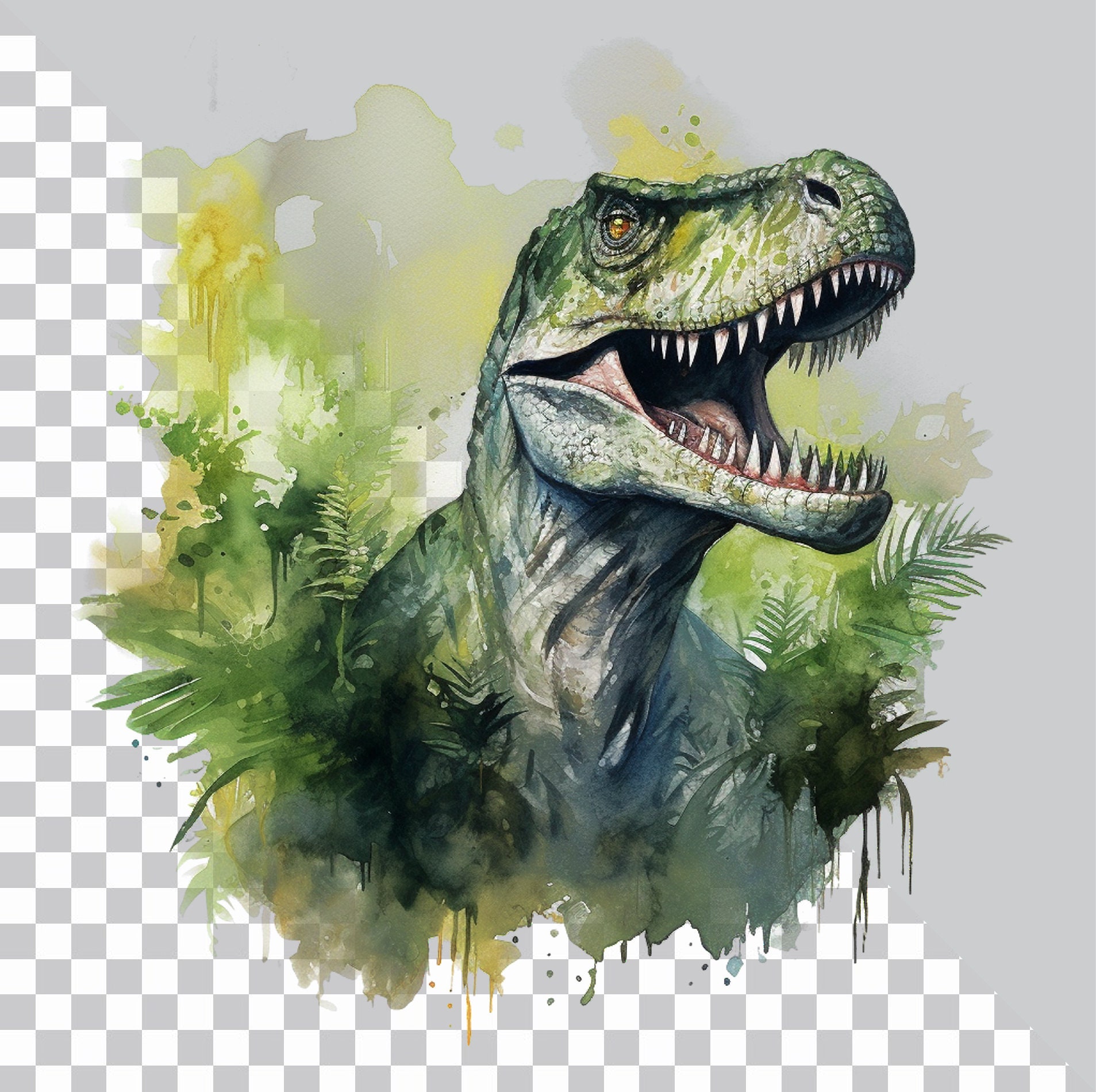 Watercolor Dinosaur, T-rex, Jungle Dinosaur Clipart, Baby Dinosaur ...