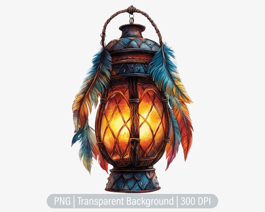Boho Lantern Clipart, Feather Lantern Light PNG, Junk Journals ...