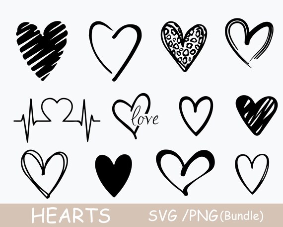 Heart Svg Bundle Heart Svg Hand Drawn Heart Svg Open Heart | Etsy