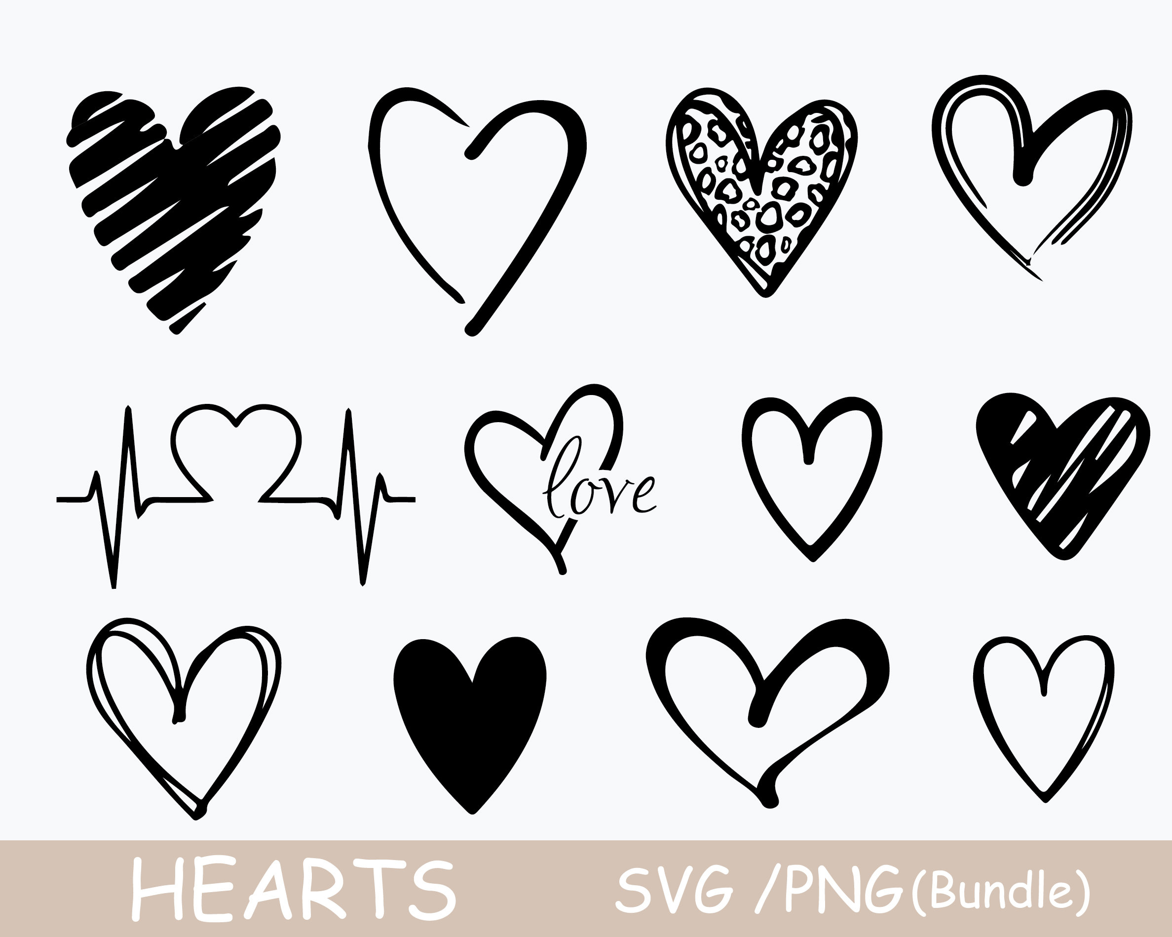 Heart Svg Bundle, Heart Svg, Hand Drawn Heart Svg, Open Heart Svg ...