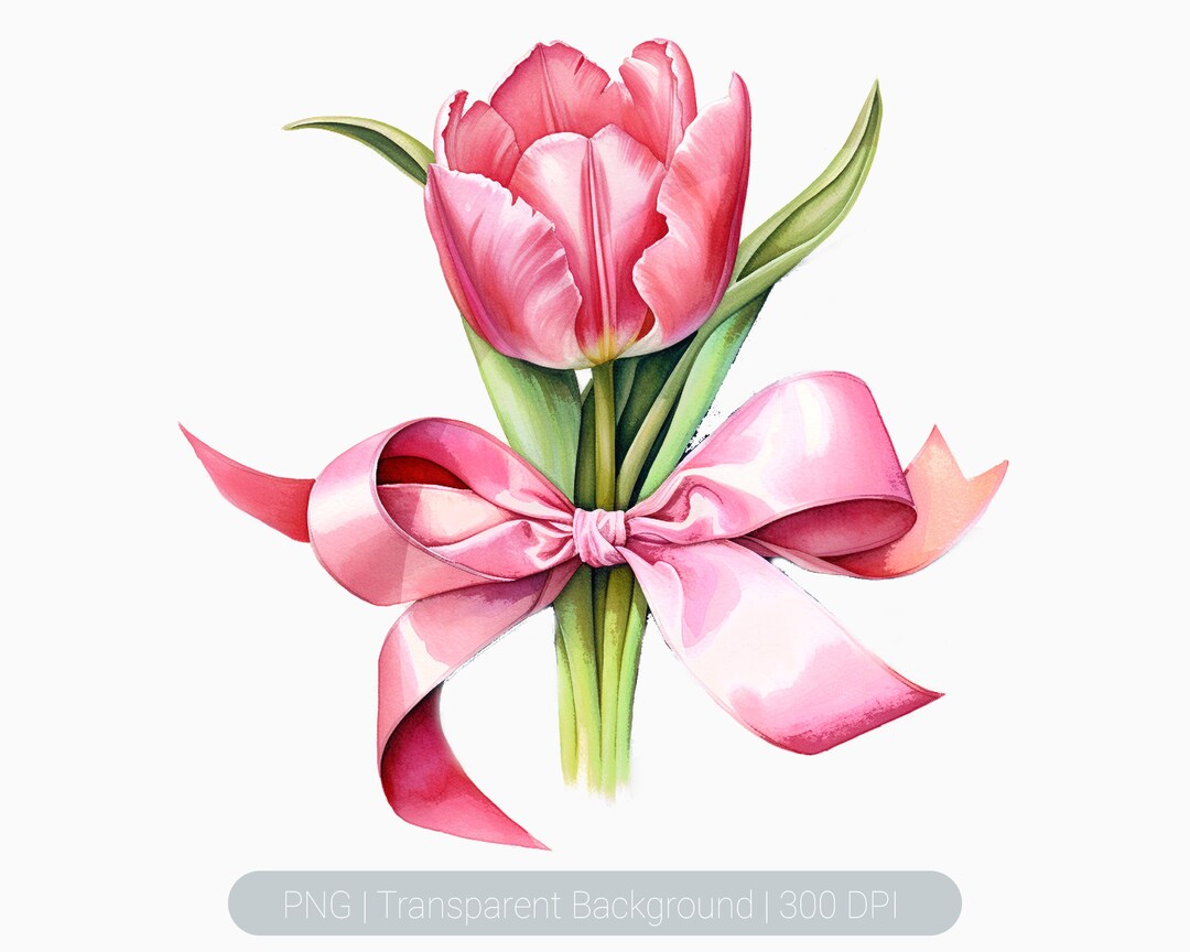 Spring Pink Tulip Clipart, Spring Floral, Watercolour Tulips, Flower ...