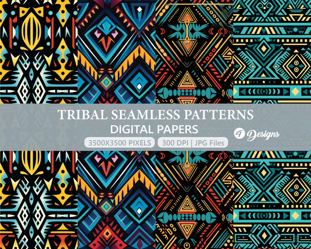 African Digital Paper, Ethnic Tribal Pattern, Tribal Pattern ...