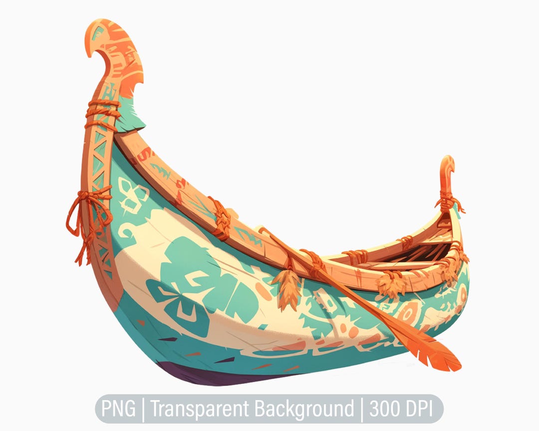 Tribal Canoe Clipart, Native Painted Canoe, Clipart, Junk Journal ...